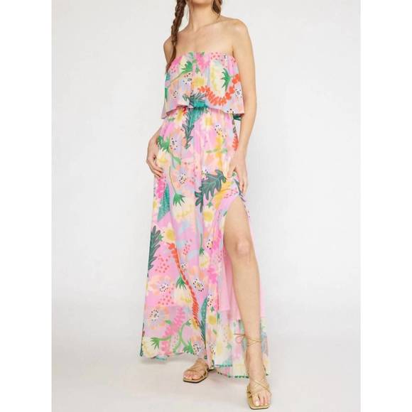 entro | Dresses | New Entro Away We Go Patterned Maxi Dress In Pink ...